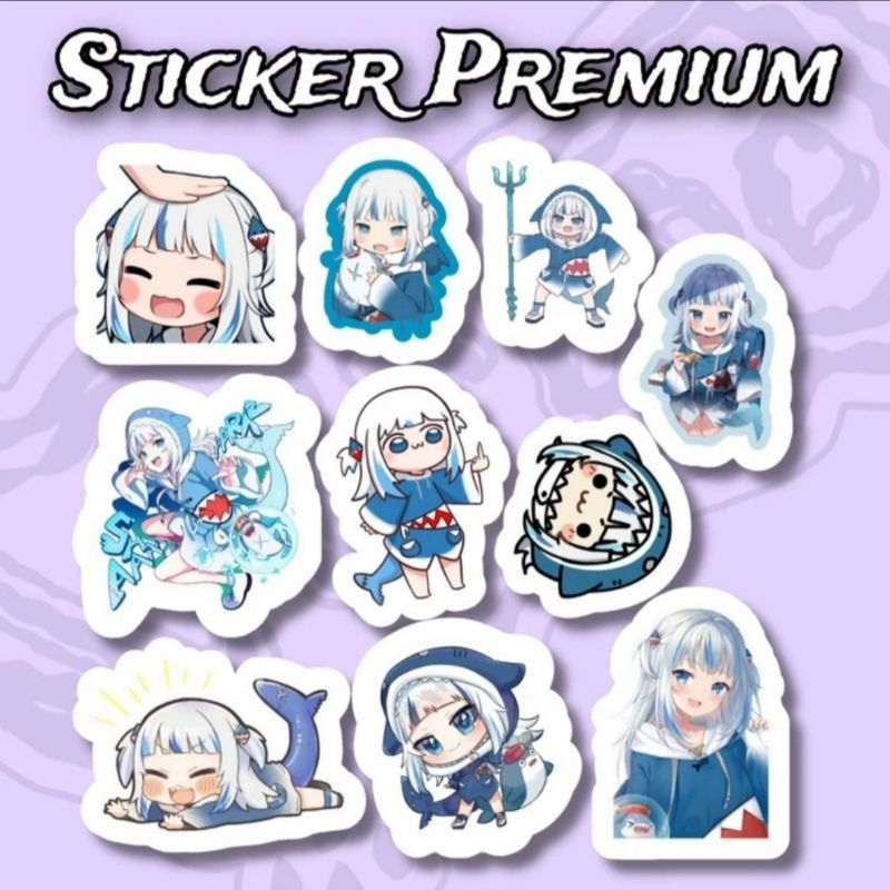 Jual Sticker Gawr Gura Vtuber HoloLive Pack 10pcs Premium Waterproof ...
