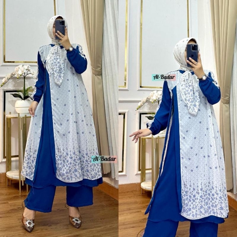 Jual SETCEL KRINGKEL TUNIK MIX CERUTY MOTIF ETNIK SLETING BELAKANG PLUS ...