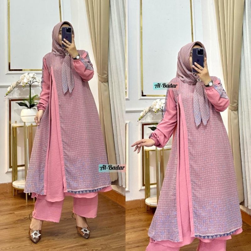 Jual SETCEL KRINGKEL TUNIK MIX CERUTY MOTIF ETNIK SLETING BELAKANG PLUS ...