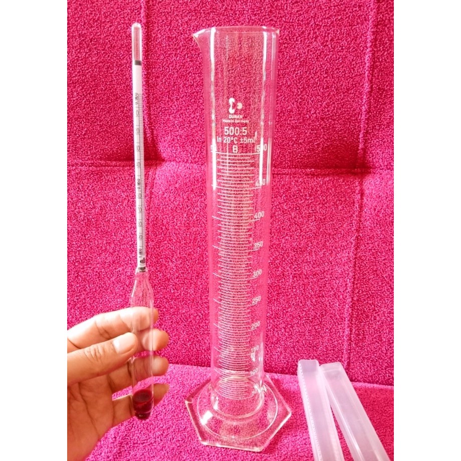Jual Set 2 PCS Hydrometer Test Density BBM Bensin Dan Gelas Ukur 500 ML ...
