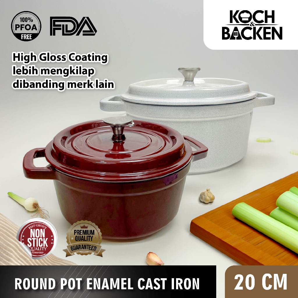 Jual KOCH&BACKEN Round Pot Enamel Cast Iron 20cm - Panci Wajan Anti ...