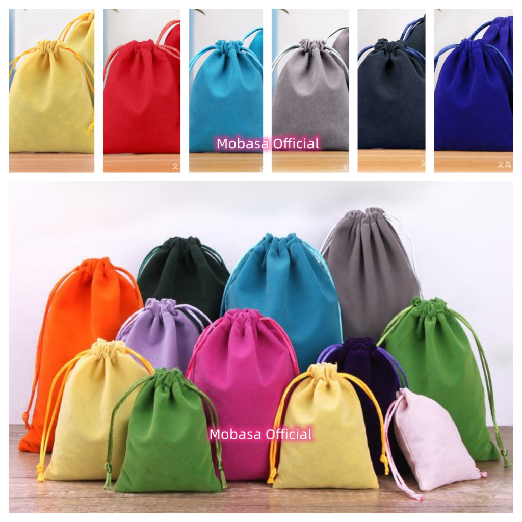 Jual Pouch serut serbaguna/ souvenir/ bungkus souvenir bahan beludru ...
