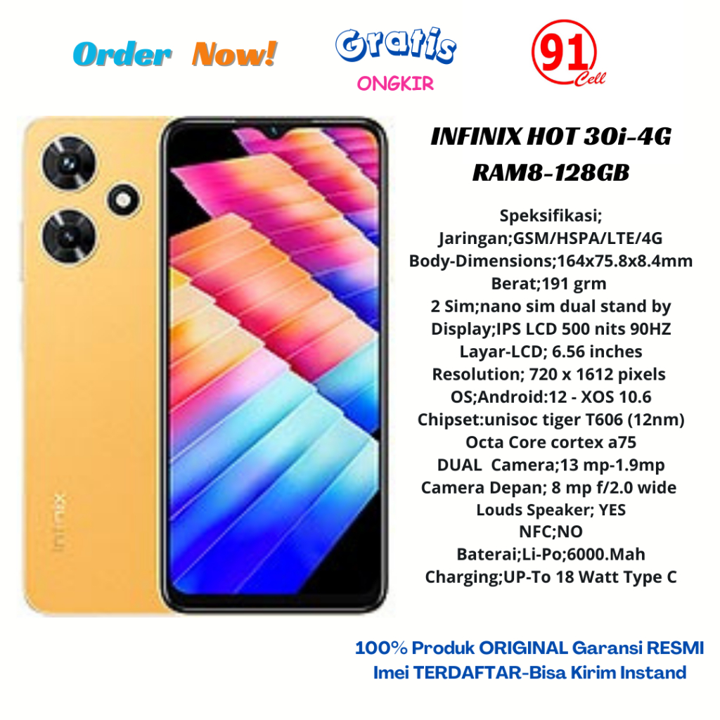 Jual Infinix Hot 30i Ram8+8/128gb Garansi Resmi | Shopee Indonesia