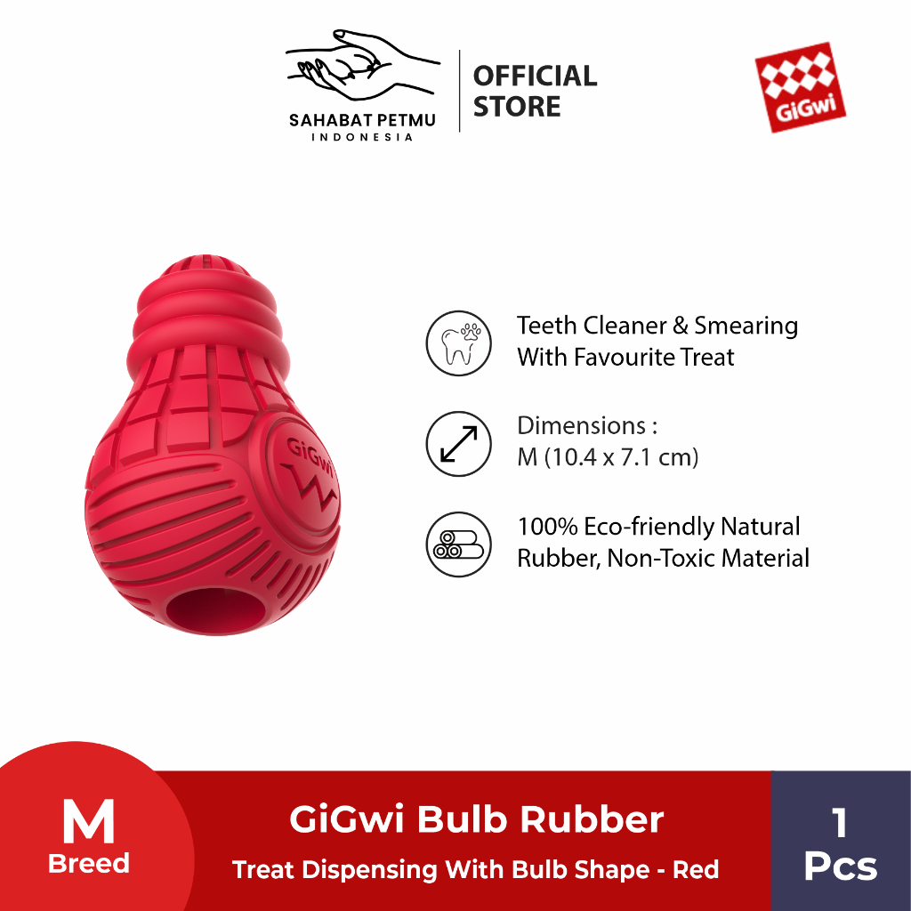 Jual GiGwi Mainan Anjing - Bulb Rubber Treats with Dispenser Red ...