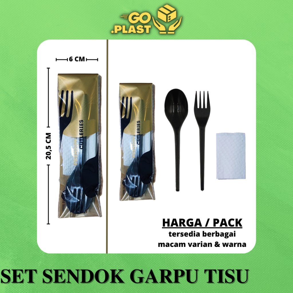 Jual [50PCS] SENDOK GARPU TISU SET STERIL SENDOK GARPU PLASTIK 3IN1 ...