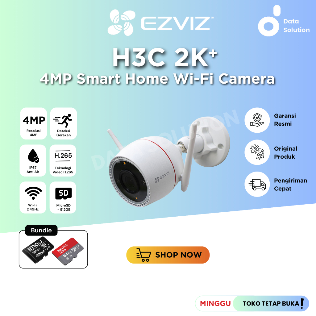 Jual Ezviz H3C 4MP 2K+ Color Vision 2way Audio Wifi Camera Outdoor ...