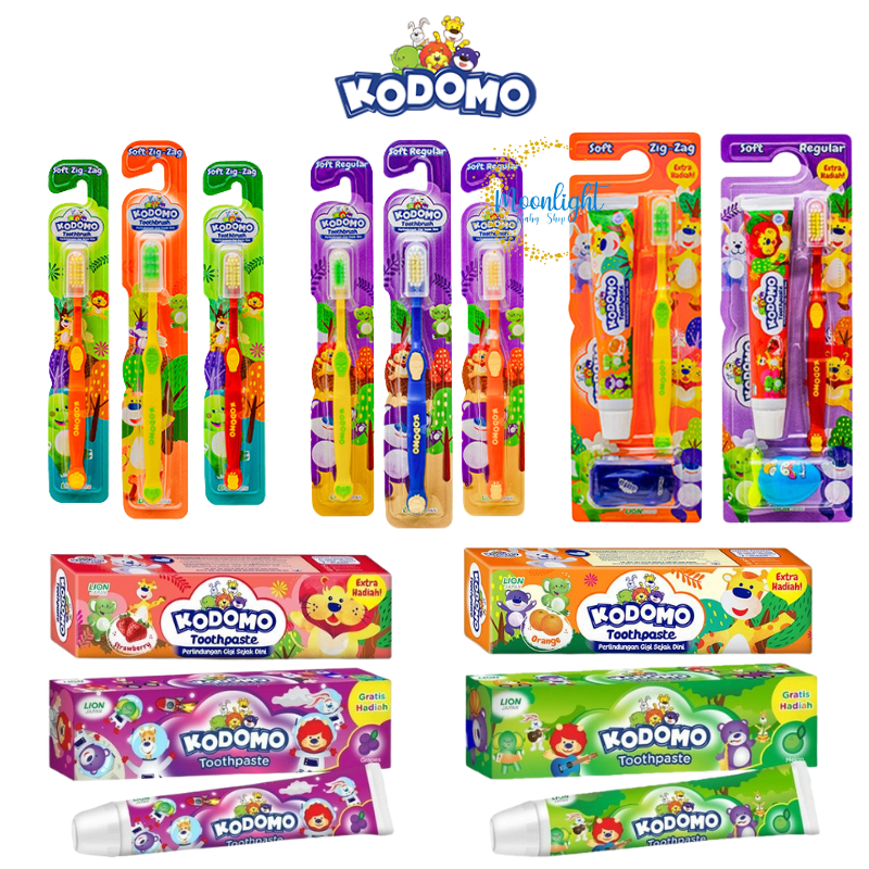 Jual KODOMO Sikat & Pasta Gigi Set 2in1 Reguler Zig Zag - Odol Anak | Shopee Indonesia