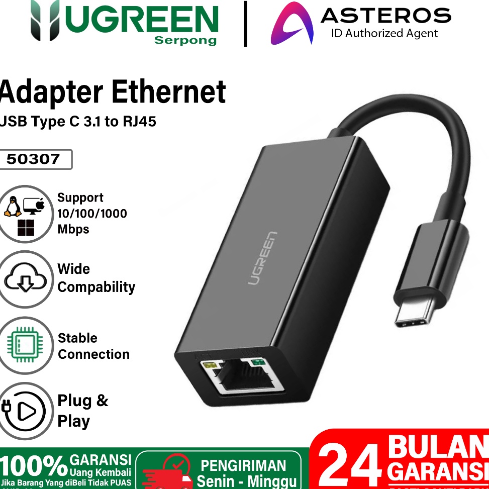Jual HARGA SPESIAL UGREEN Lan Adapter Gigabit USB Type C To RJ45 Fast ...