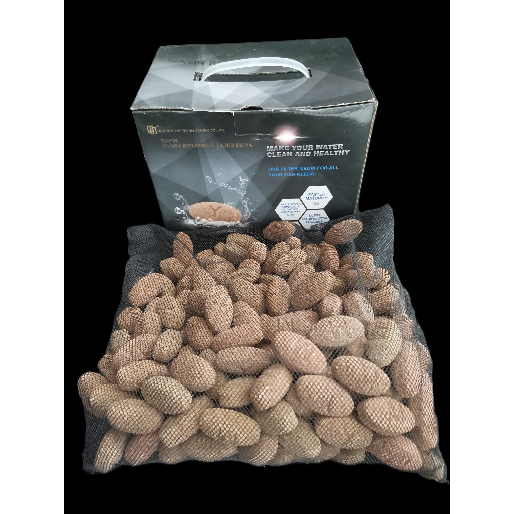 Jual Media Filter Biologis Aquarium Kolam Mayin Rugby Repack 250 gram ...