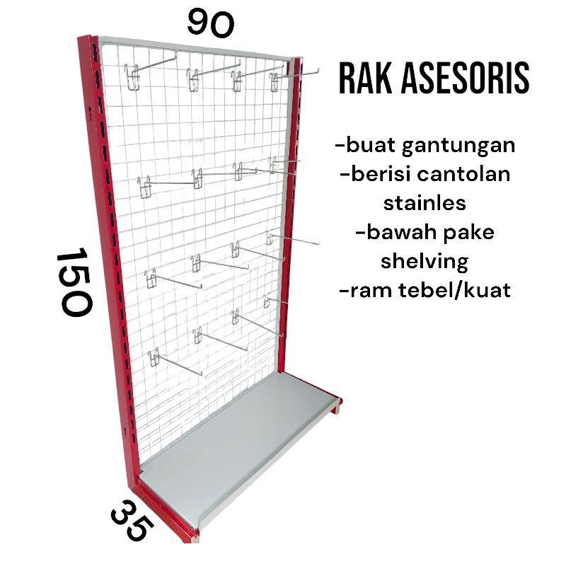 Jual rak asesoris premium tiang rak gondola,bacmash tebel,cantolan ...