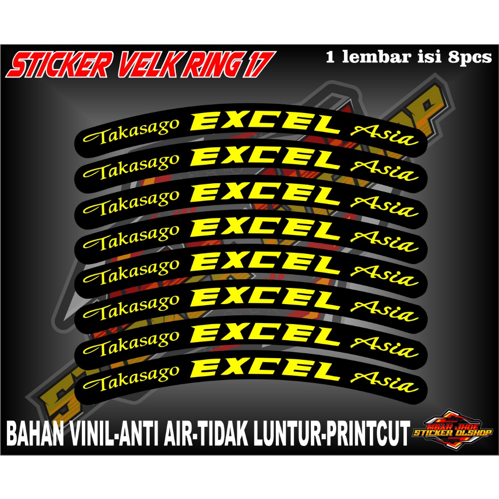 Jual stiker velg sticker takasago EXCEL asia | Shopee Indonesia