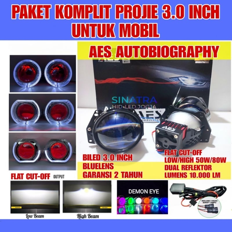 Jual Paket Lengkap Biled AES Autobiography 80W Untuk Mobil | Shopee ...