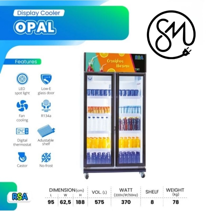 Jual Showcase RSA OPAL Display Cooler 2 pintu 575 Liter multi door ...