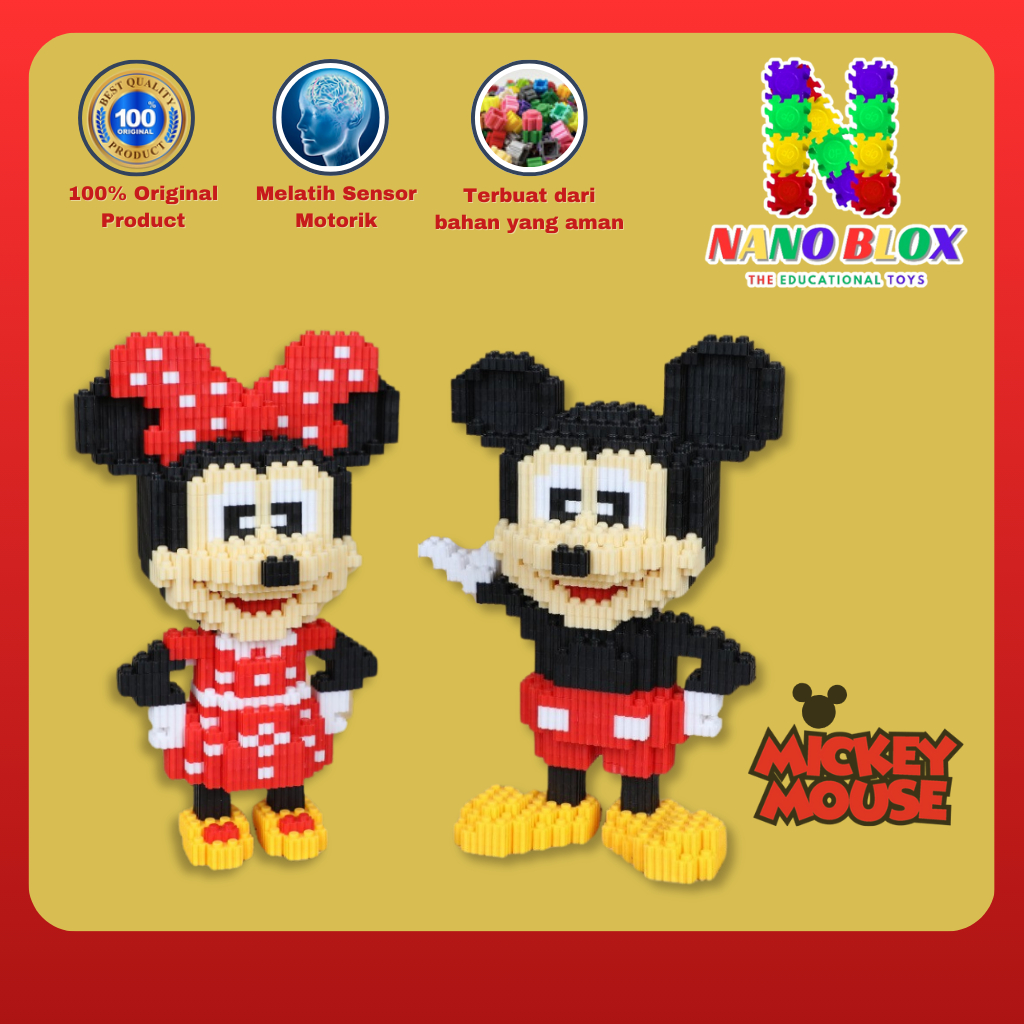 Jual Mainan Nano Block Mickey & Minnies Medium - Bricks Education Nano ...