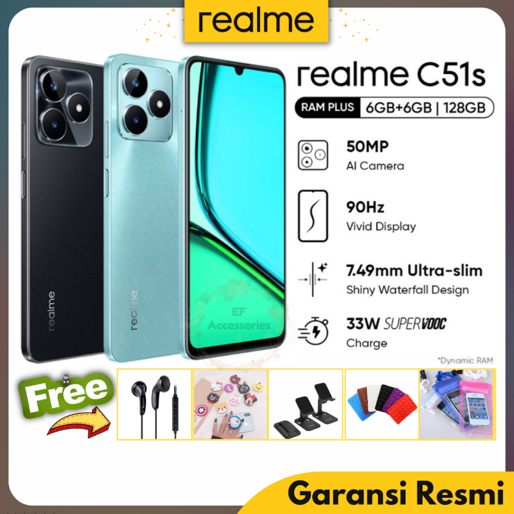 Jual REALME C51S 6/128 GB 90Hz DISPLAY 50MP AI CAMERA EXPANSION RAM 6GB ...