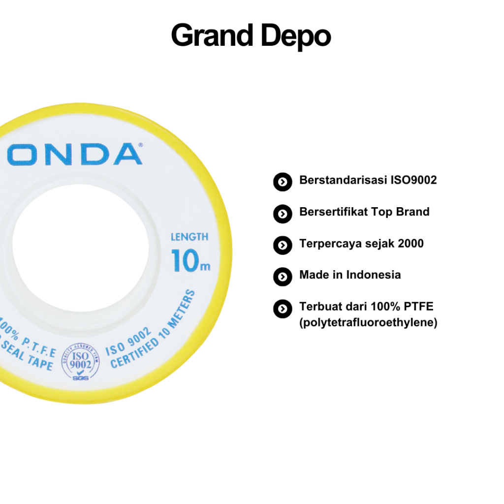 Jual Onda Seal Tape 1/2” 10 Meter / Isolasi Siltip 1/2" 10 Meter Onda ...