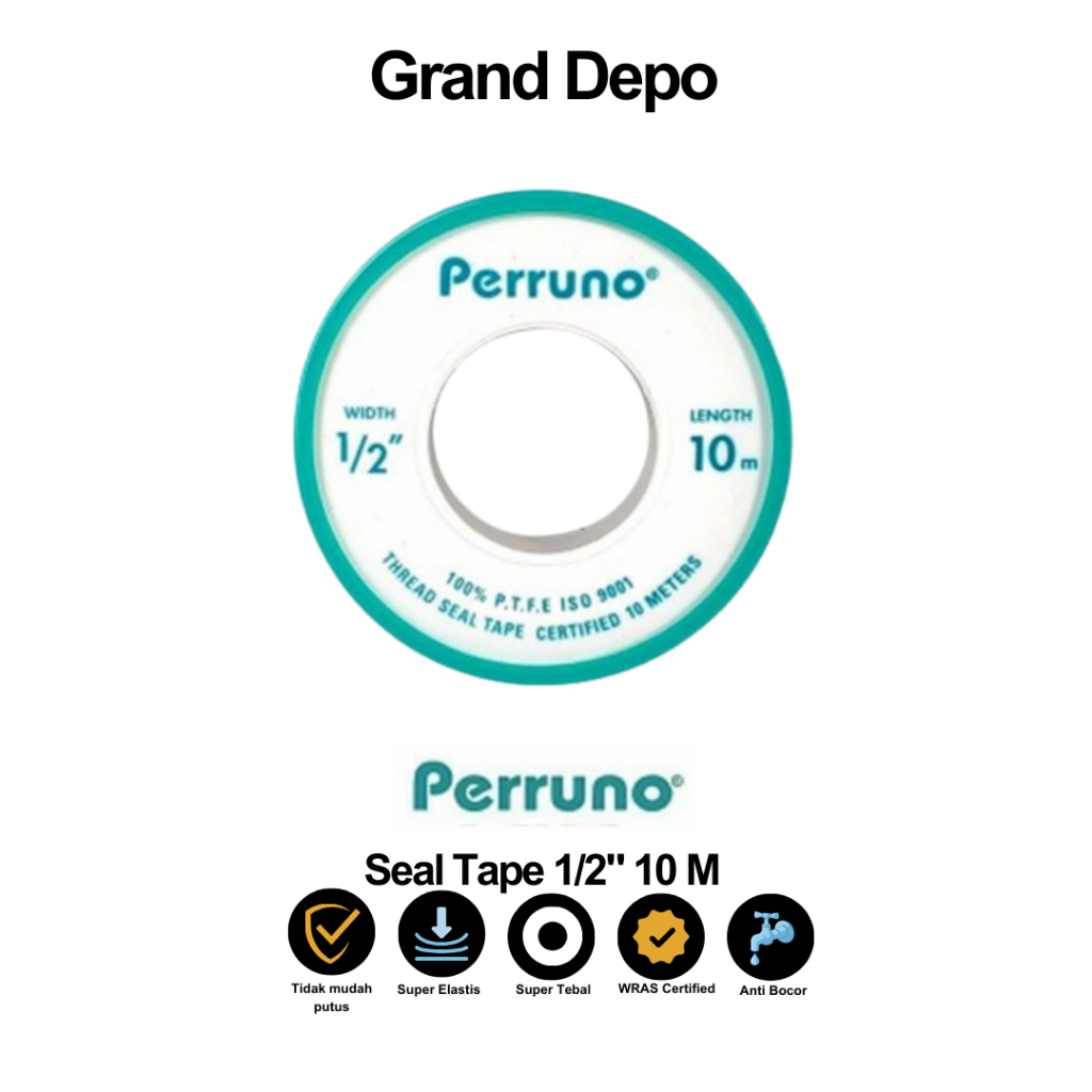 Jual Perruno Seal Tape 1/2" 10 M / Isolasi Seal Tape Perruno / Seal Tape Perruno | Shopee Indonesia