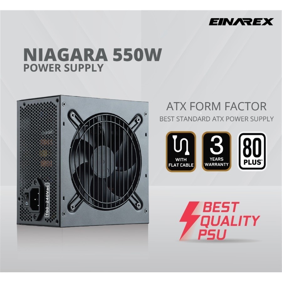 Jual Psu Einarex Niagara 550W 80+ with Flat Cable Power Supply 550 Watt ...