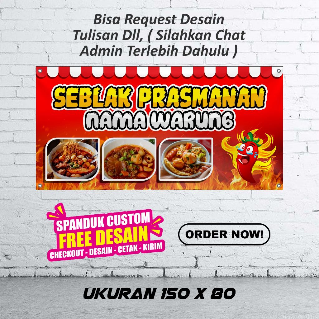 Jual Spanduk/Banner/Backdrop Seblak Prasmanan Viral Ukuran 150x80 Free ...