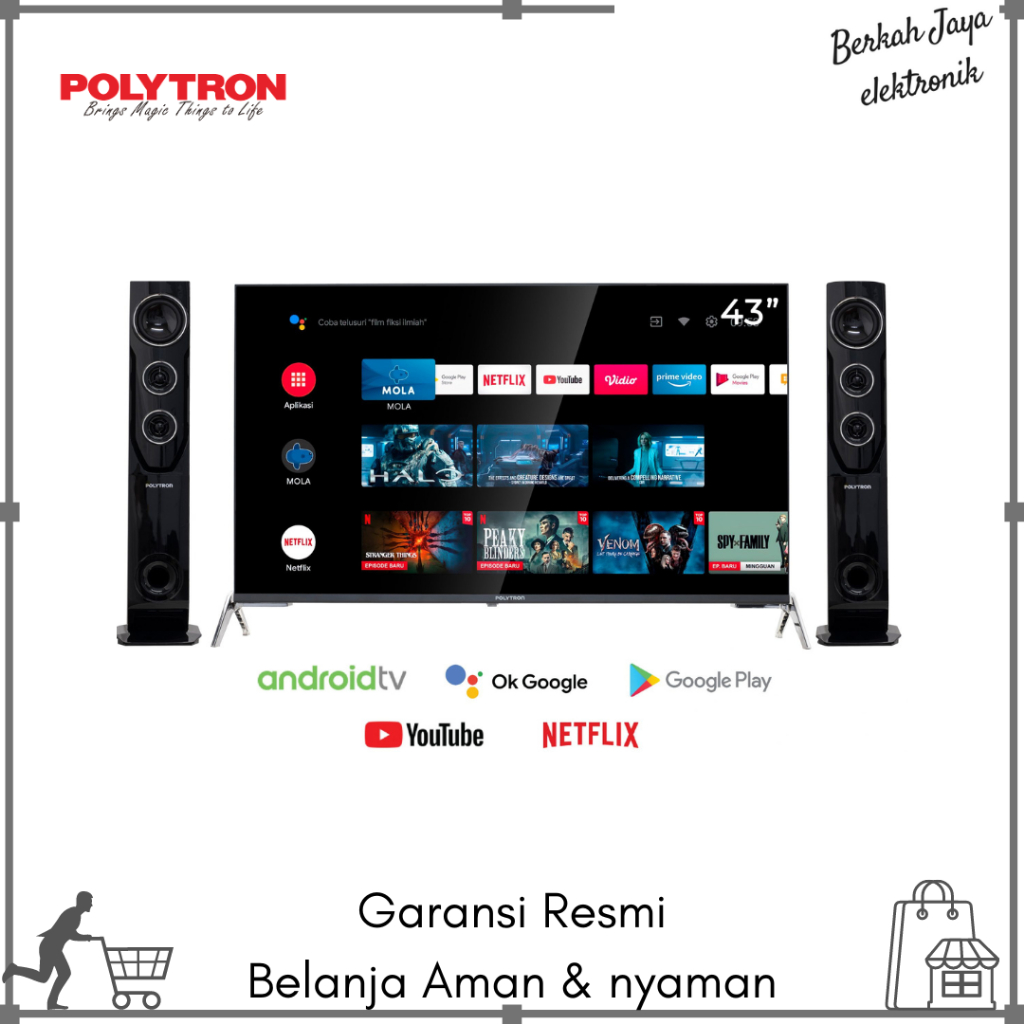 Jual TV LED Polytron 43inch PLD 43 TAG 9959 + SPKT1043 Android TV ...