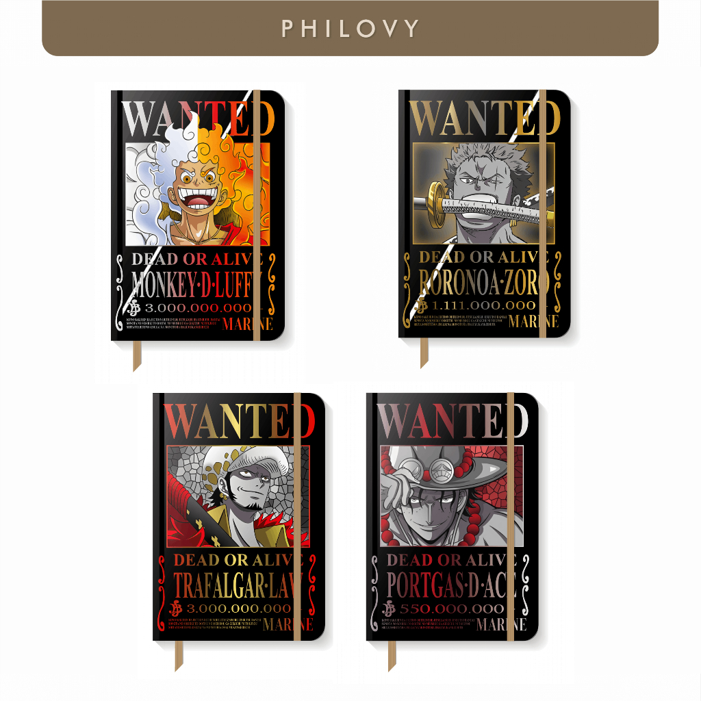 Jual HC Black One Piece Notebook Bounty / wanted pocket Note (Luffy ...