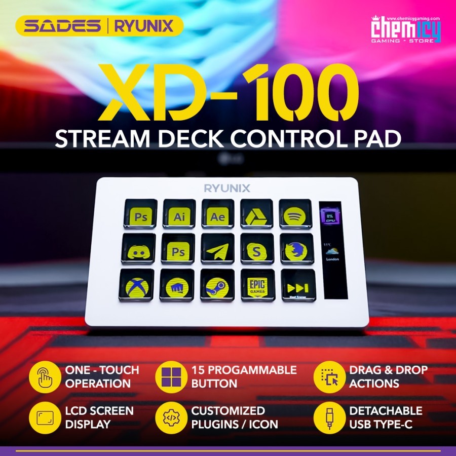 Jual Sades Ryunix XD100 / XD-100 Stream Deck Control Pad | Shopee Indonesia