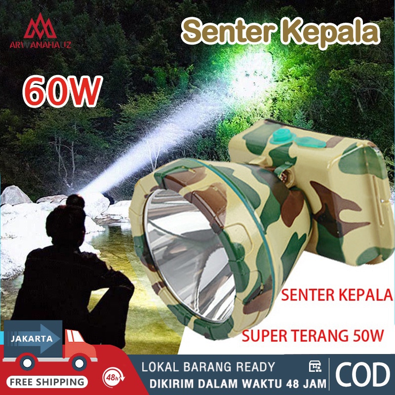 Jual Senter Kepala 50watt Bisa Charge 50 Watt Head Lamp Headlamp Cahaya ...