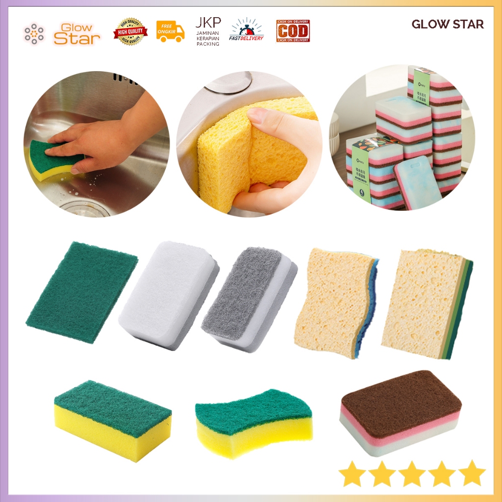 Jual Spons cuci piring hijau busa abu abus karat sabut pembersih gelas ...