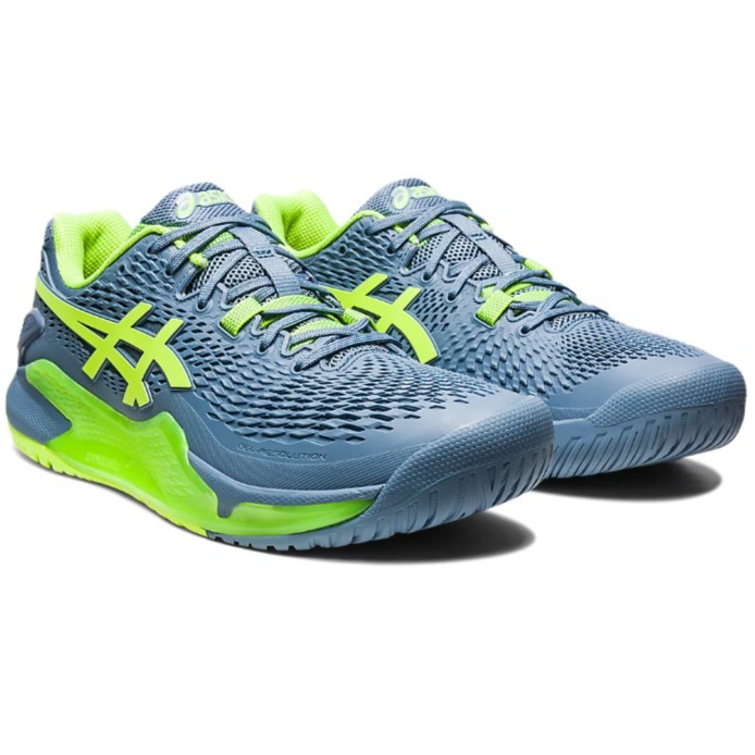 Jual ASICS GEL RESOLUTION 9 STEEL BLUE HAZARD GREEN 1041A330-400 ...