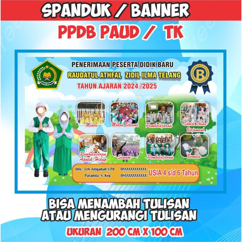 Jual SPANDUK BANNER PPDB TK PAUD UKURAN 200 CM X 100 CM MURAH | Shopee Indonesia