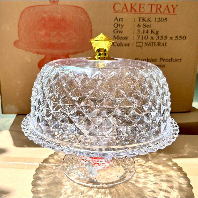 Jual Tempat piring kue cake tray bulat acrylic bening cantik dengan ...