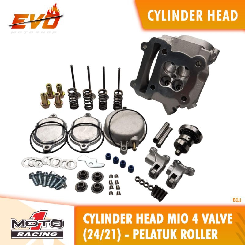 Jual Cylinder head moto 1 Mio 4V Silinder Head Mio 4 klep 24-22 Batang ...
