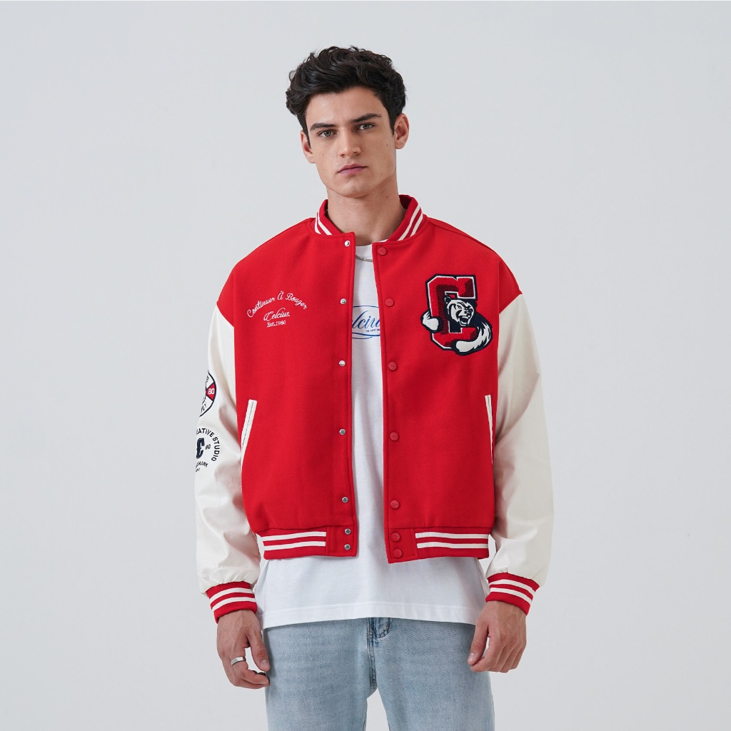 Jual CELCIUS Varsity Jacket I31000252C Merah | Shopee Indonesia