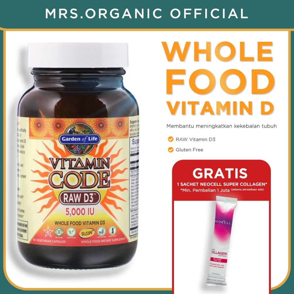 Jual GARDEN OF LIFE Vitamin D3 D-3 5000 IU 60 caps - imun daya tahan ...