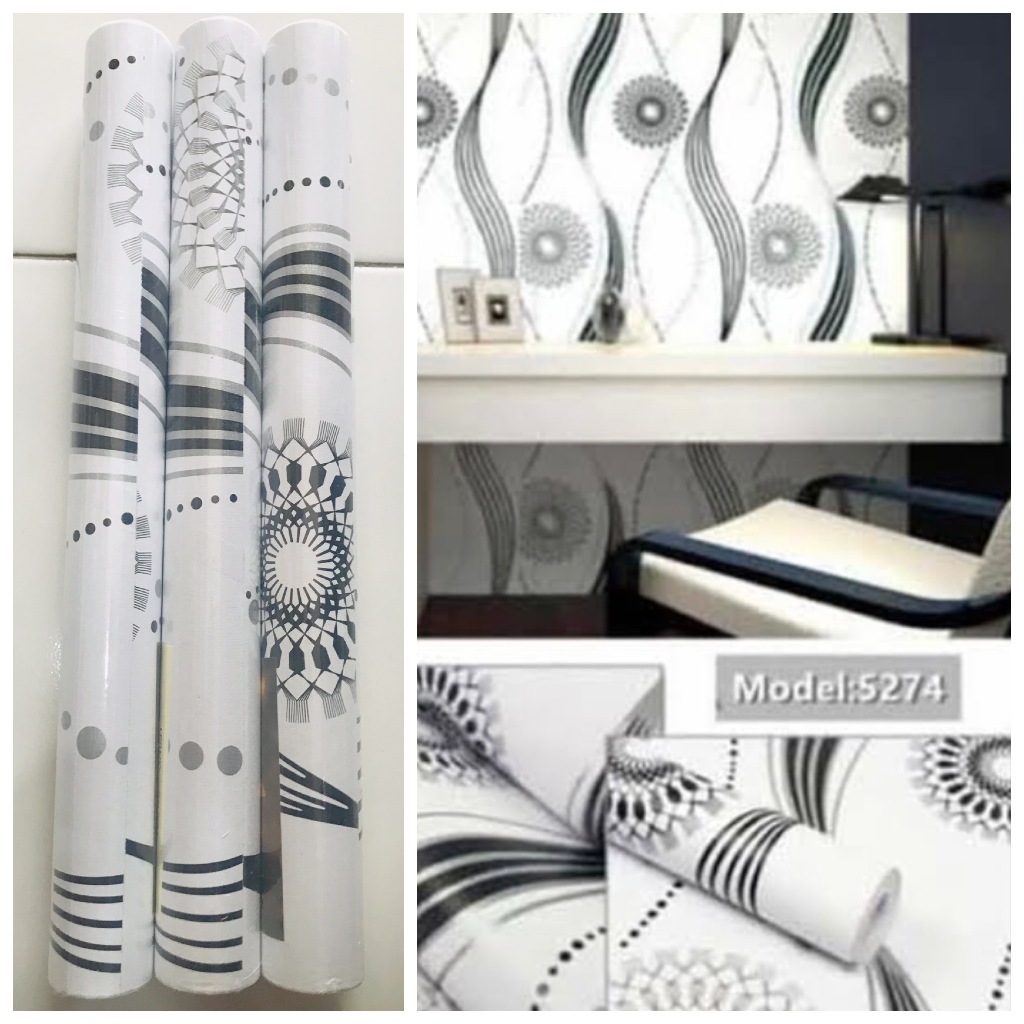 Jual Wallpaper Dinding Stiker Motif Cakra Hitam Putih 3D 45cm x 10m ...