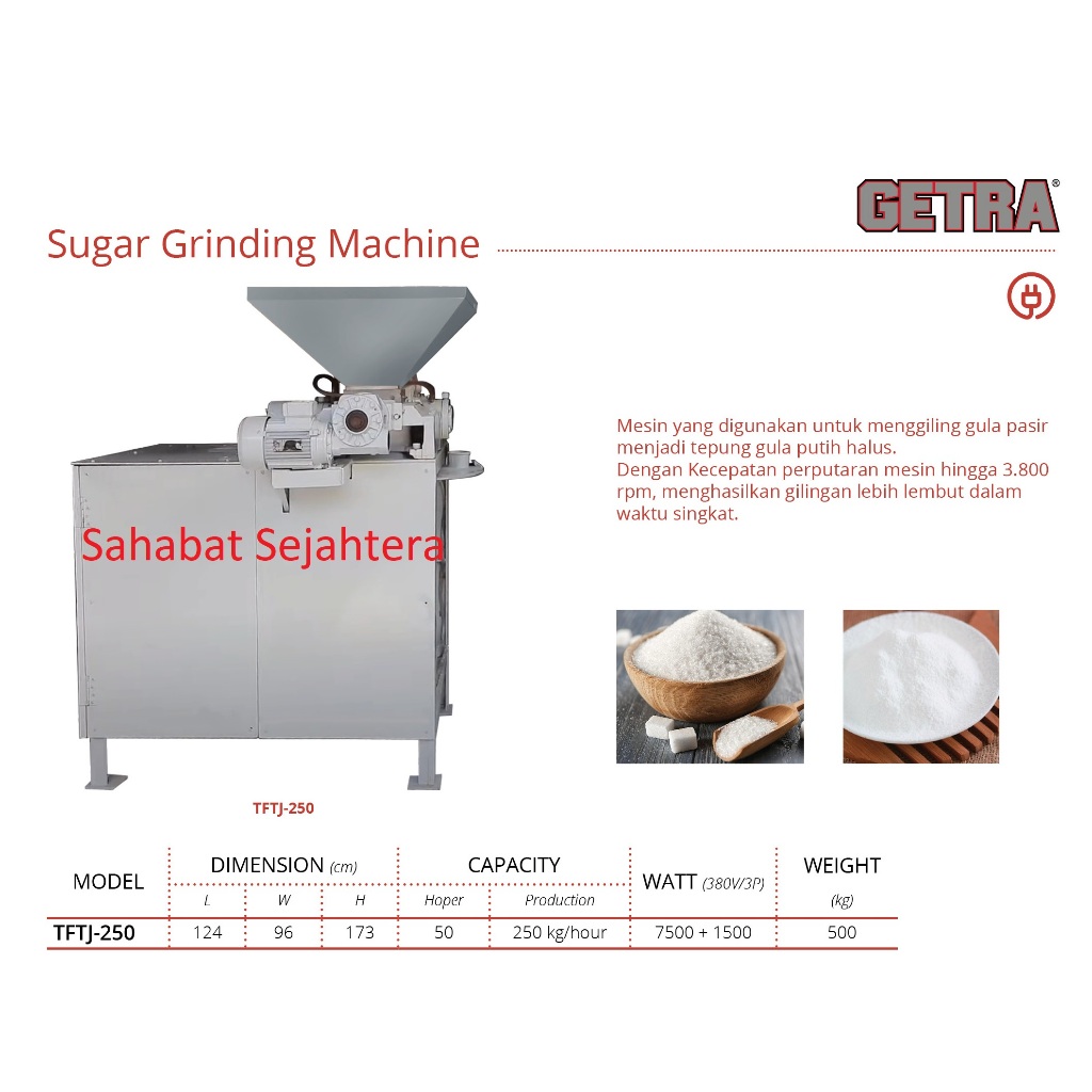 Jual GETRA Sugar Grinding Machine TFTJ-250 Mesin Penggiling Gula ...