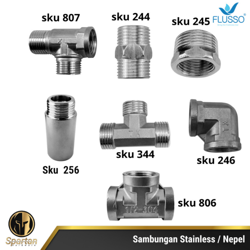 Jual Sambungan Pipa Kran Nepel T Tee Shower Kloset Sok Double Kni Keni Elbow Fitting Stainless ...