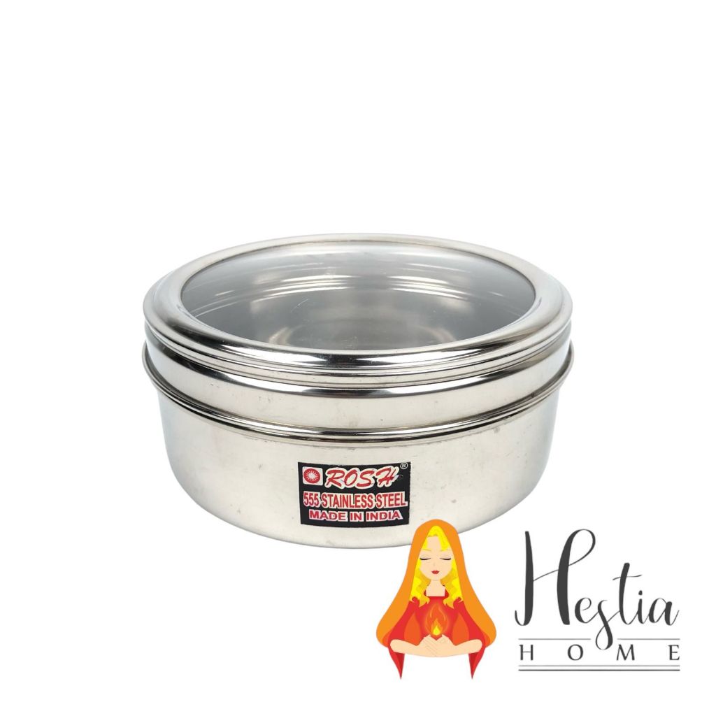 Jual Tempat Makan Stainless Steel Bulat Tutup Kaca Tempat Makan Tahan ...