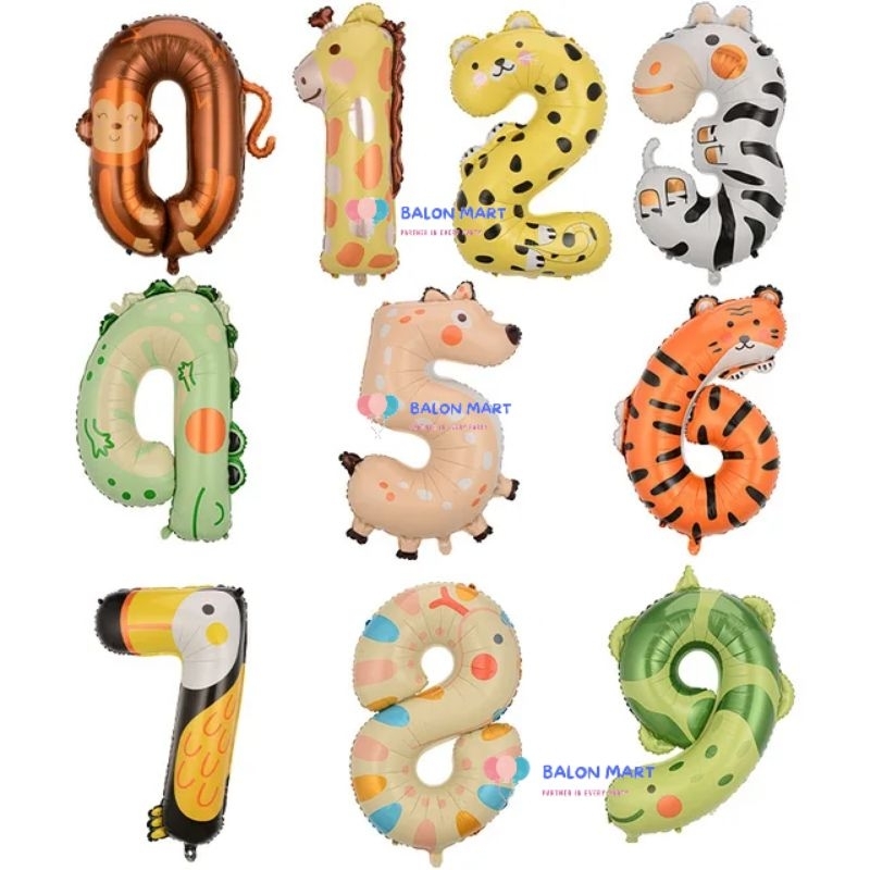 Jual Balon Foil ANGKA HEWAN JUMBO (100 cm) | Shopee Indonesia