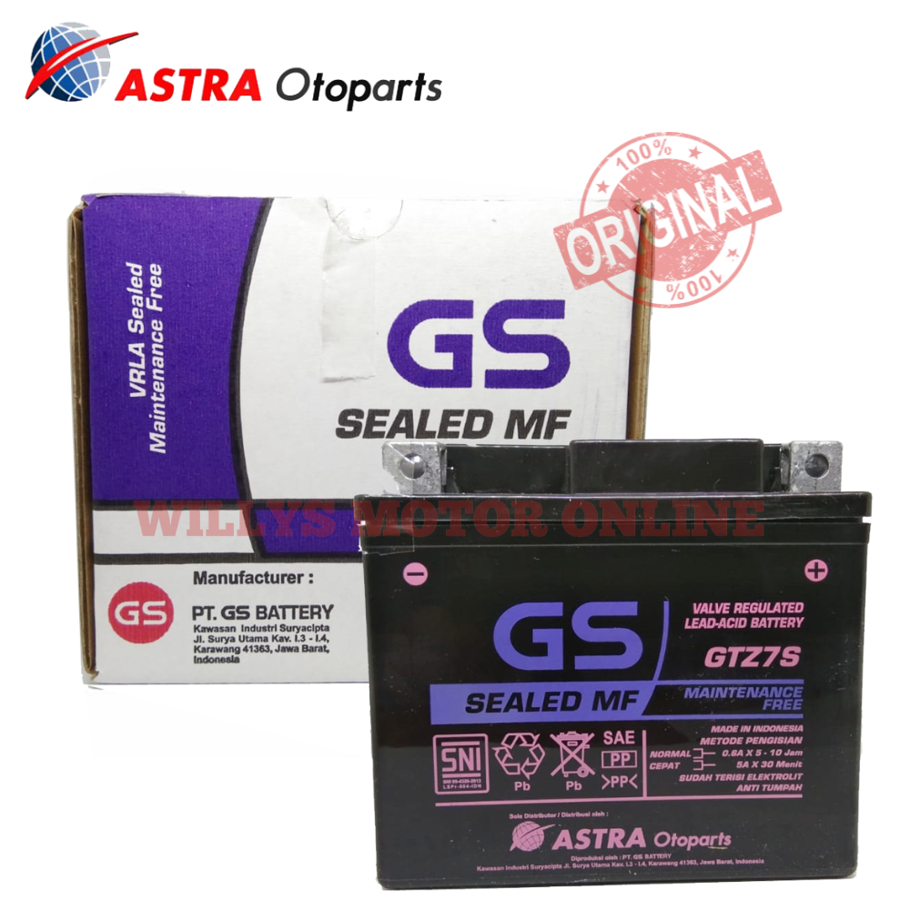 Jual Aki GTZ7S Gs Astra Original / Accu GTZ7S Satria F 150 CBR150R ...
