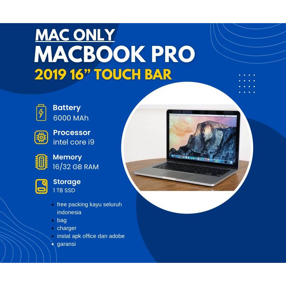 Jual MACBOOK PRO 2019 16 INCH INTEL CORE i9 RAM 16GB/1TB SSD DAN 32GB/1TB SSD | Shopee Indonesia