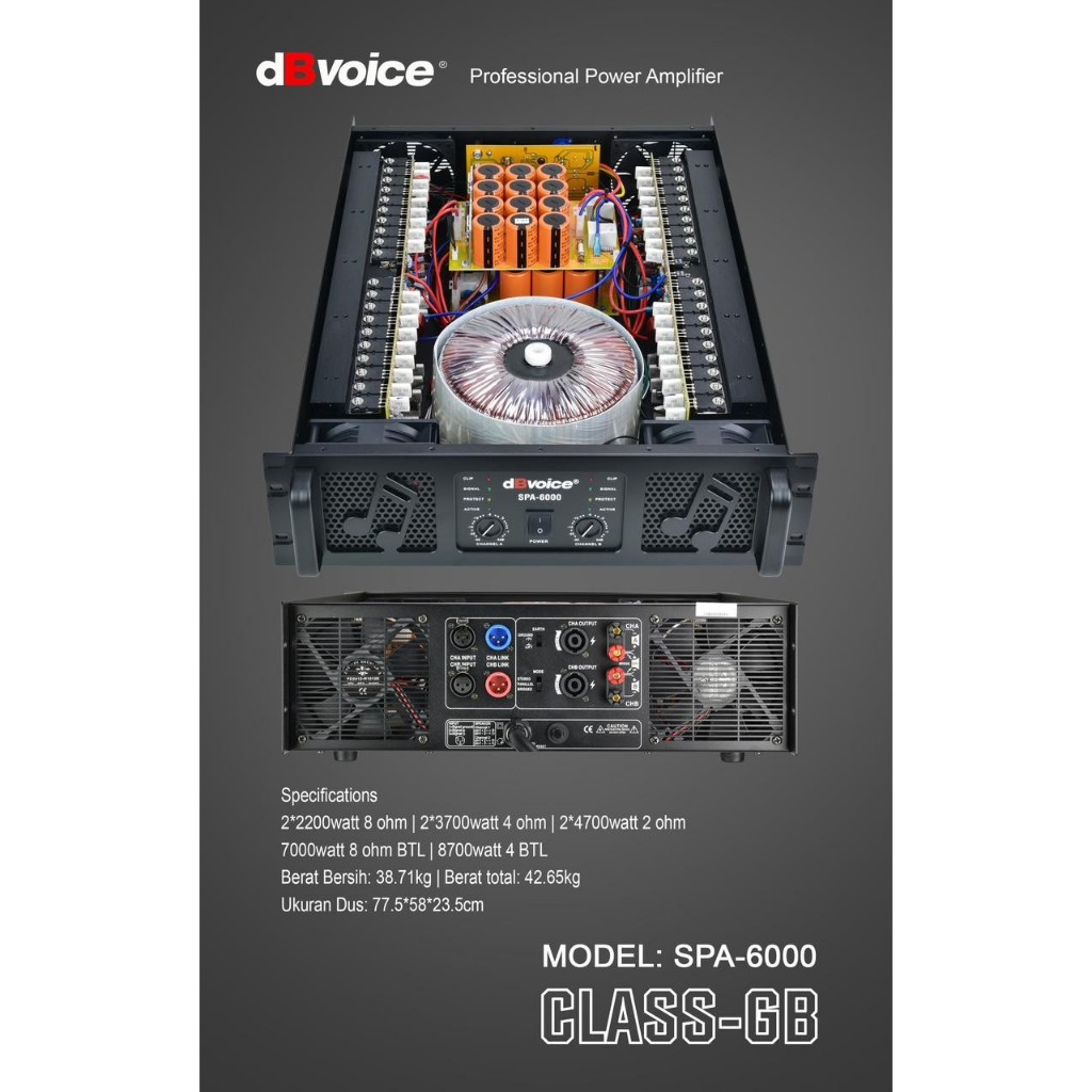 Jual POWER AMPLIFIER DB VOICE SPA 6000 / SPA6000 CLASS GB ORIGINAL ...