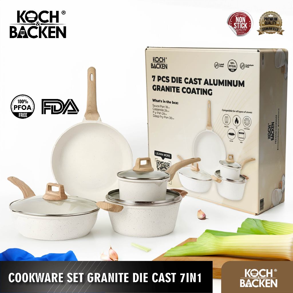 Jual KOCH&BACKEN Cookware Set Granite Diecast-Panci Wajan Anti Lengket ...