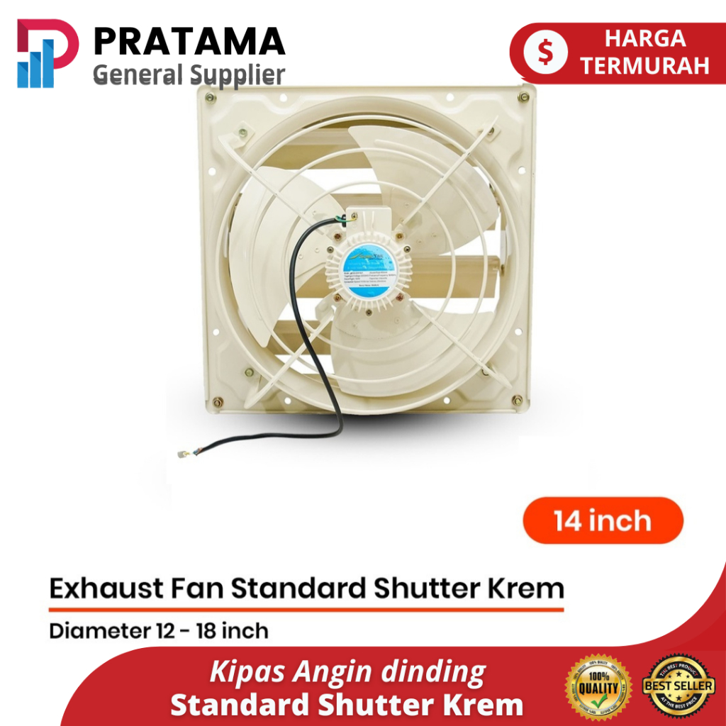Jual Exhaust Fan Dinding Standard Shutter Krem 14 inch /Kipas Angin ...