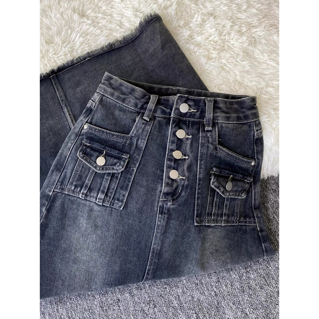 Jual XIAOZHAINV kulot jeans high waist Rok Jeans Wanita highwaist rok ...