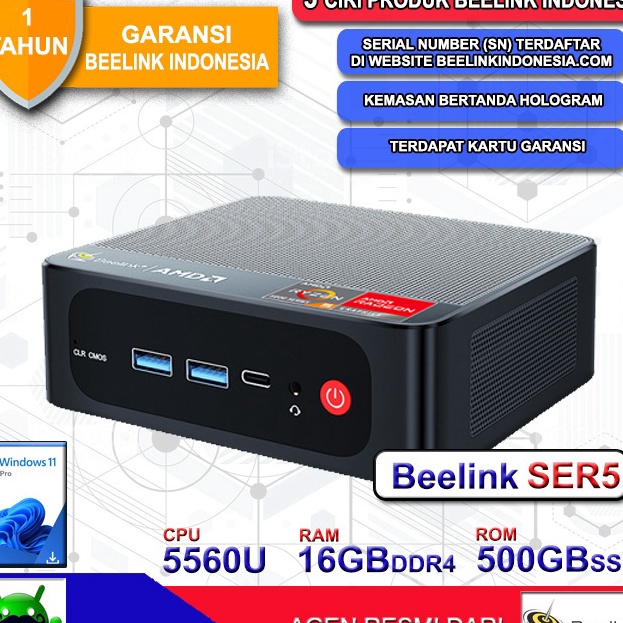 Jual Senilai Mini PC Beelink SER5 AMD Ryzen 556U 165GB SSD NVMe WiFi 6E ...