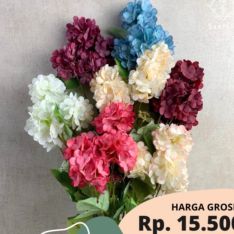 Jual KODE 77 BUNGA PANICLE HYDRANGEA K4 HORTENSIA 4 CABANG BUATAN BAHAN ...