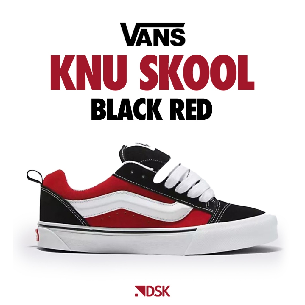 Jual Vans KNU Skool Black Red 100% Original Sneakers Casual Pria Wanita ...
