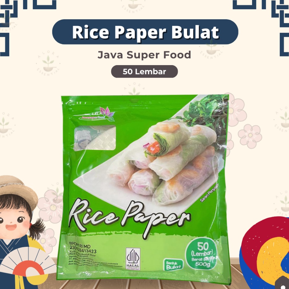 Jual D2289 Java Rice Paper Bulat 5 lembar Banh Trang Rice Paper 22cm ...