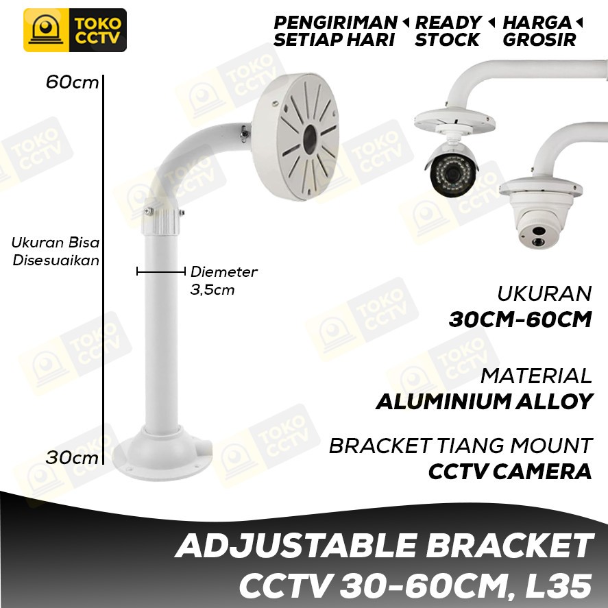 Jual BRACKET CCTV DOME Adjustable Bracket Tiang CCTV Camera 30 - 60 CM ...